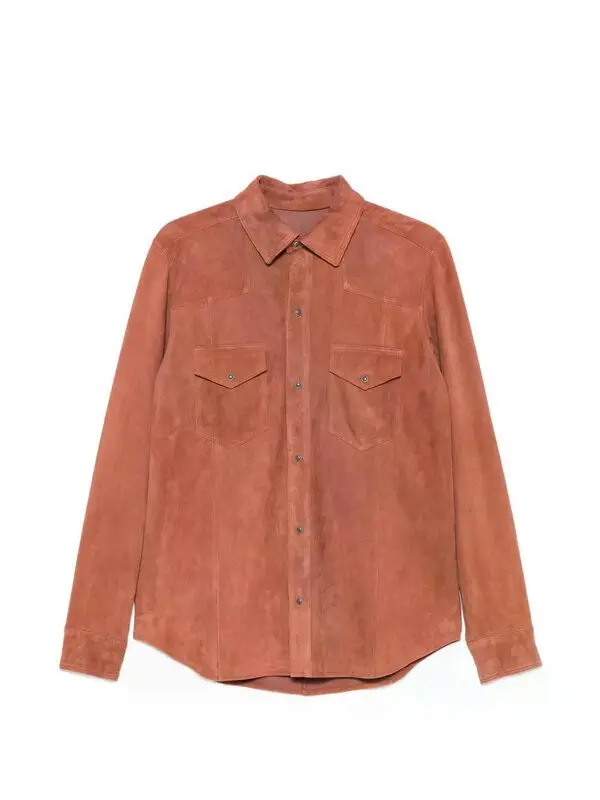 Eleventy Suede Flap-pocket Shirt - Brown
