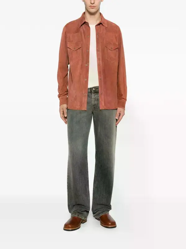 Eleventy Suede Flap-pocket Shirt