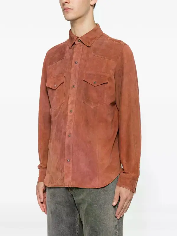 Eleventy Suede Flap-pocket Shirt