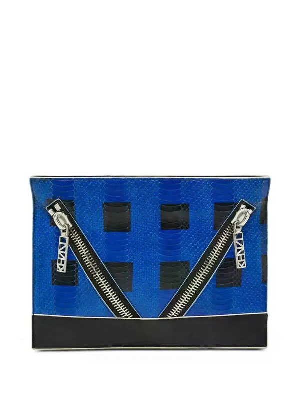 Kenzo Kalifornia Python-embossed Clutch Bag - Blue