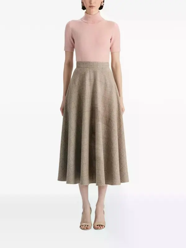 Oscar De La Renta Plaid A-line Midi Skirt