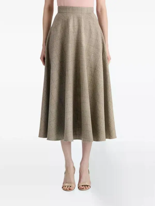 Oscar De La Renta Plaid A-line Midi Skirt
