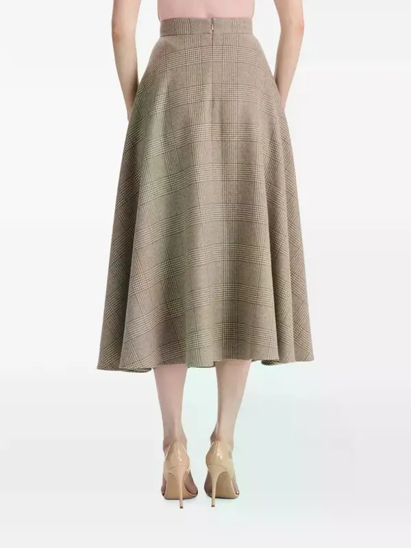 Oscar De La Renta Plaid A-line Midi Skirt