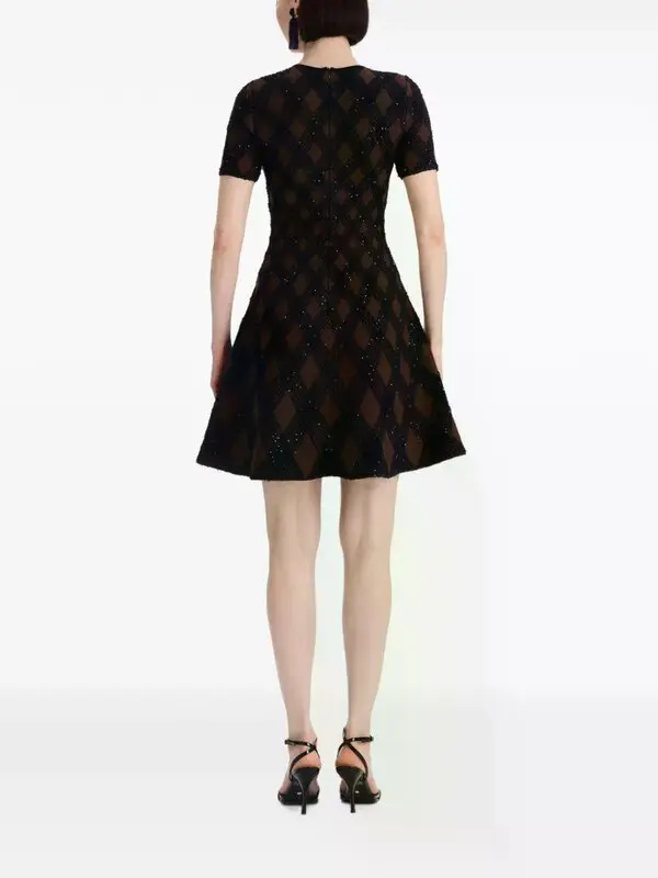 Oscar De La Renta Argyle Sequin-embellished Flared Mini Dress