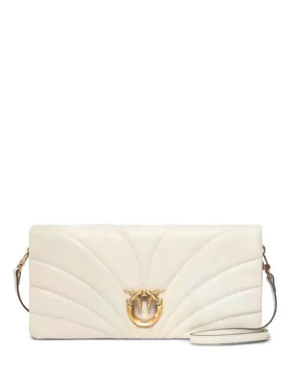 Pinko Love Birds Quilted Leather Shoulder Bag - Neutrals