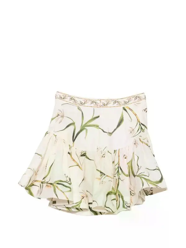 Agua Bendita Jacarina Azucar Floral-print Ruffled Mini Skirt - Neutrals