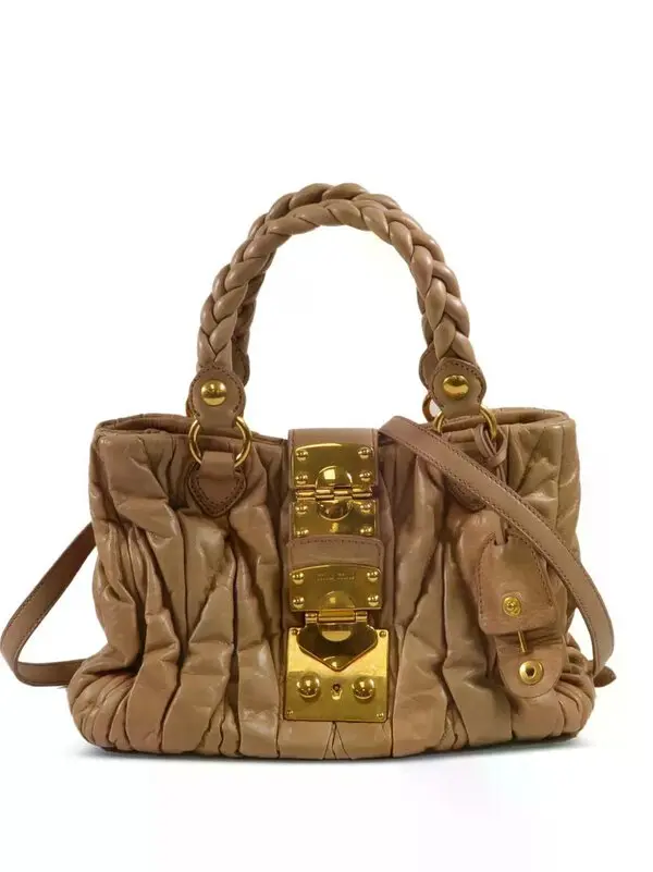 Miu Miu Matelassé Coffer 2-way Shoulder Bag - Neutrals