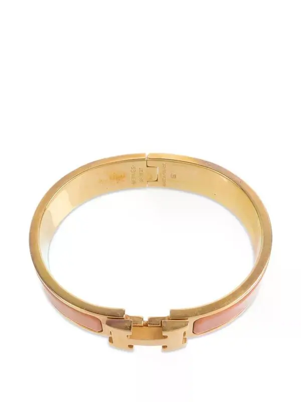 Hermès Plated Metal And Enamel Hinged Bracelet