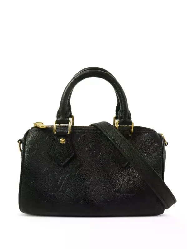 LOUIS VUITTON Nano Speedy Monogram Empreinte Shoulder Bag - Black
