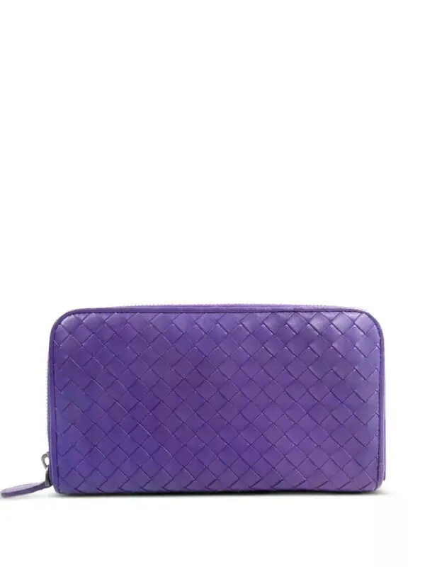 Bottega Veneta Intrecciato Zip-around Wallet - Purple