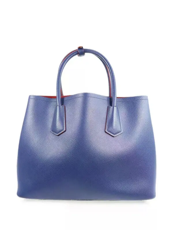 Prada Saffiano Leather Tote Bag - Blue
