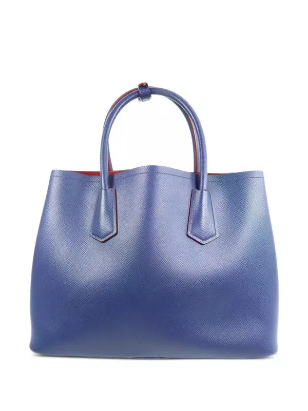 Prada Saffiano Leather Tote Bag - Blue