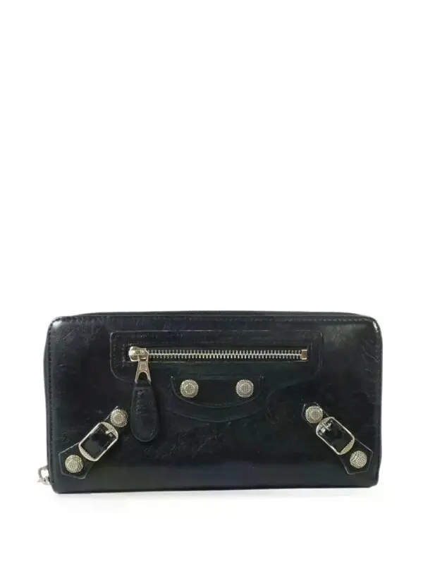 Balenciaga Stud-detail Zip-around Wallet - Black