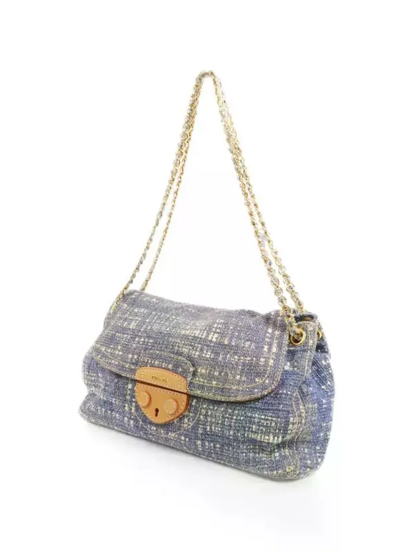 Prada Tweed Chain-link Shoulder Bag