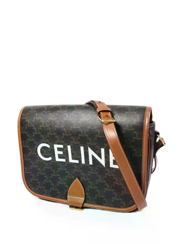 Celine Triomphe Logo Print Messenger Bag - Brown