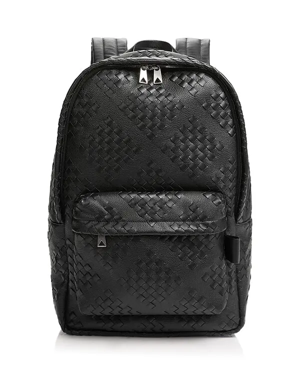 Bottega Veneta Woven Leather Backpack - Nero/ash