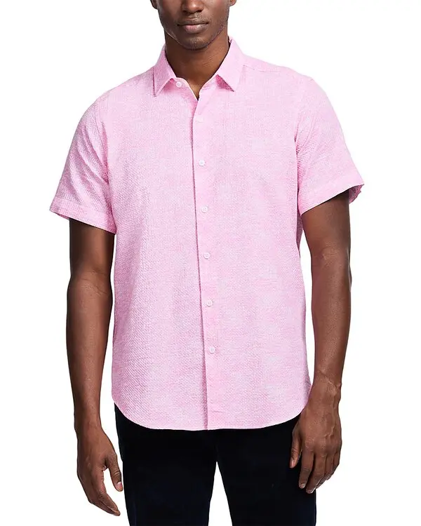 Robert Graham Reid Textured Short Sleeve Woven Shirt - Light Pink
