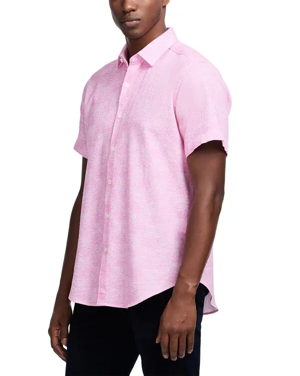 Robert Graham Reid Textured Short Sleeve Woven Shirt - Light Pink
