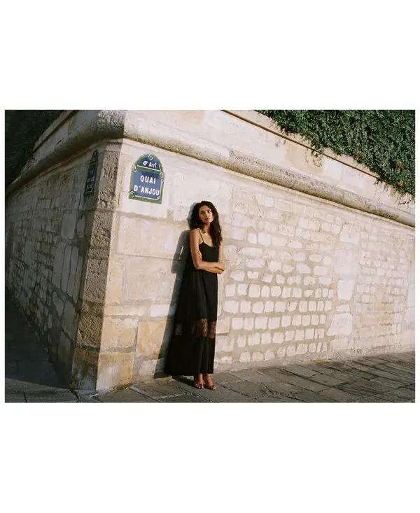 French Connection Quinn Crepe Lace Maxi Dress - Black
