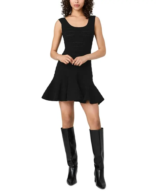 French Connection Cecilia Pointelle Flare Mini Dress