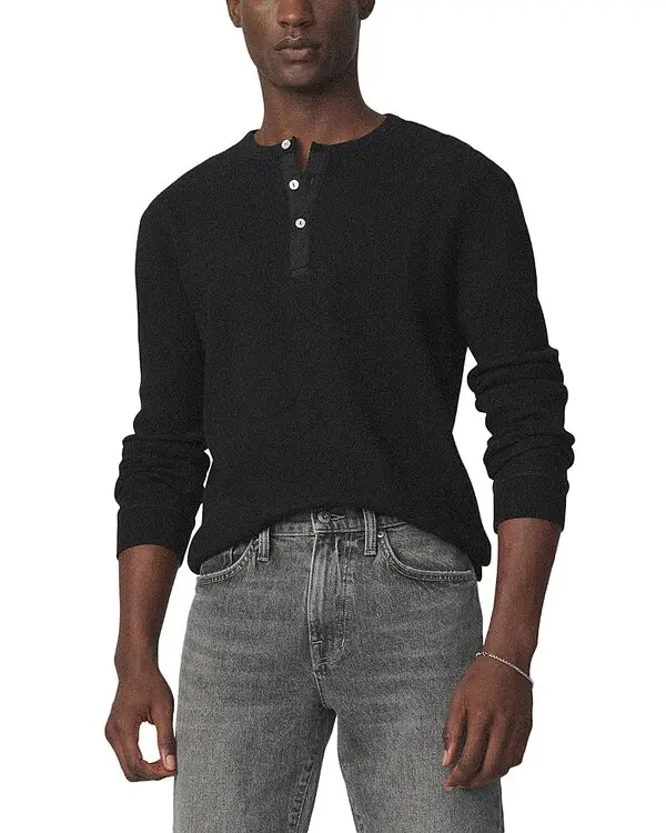 Joe's Jeans Henley Waffle Shirt - Black