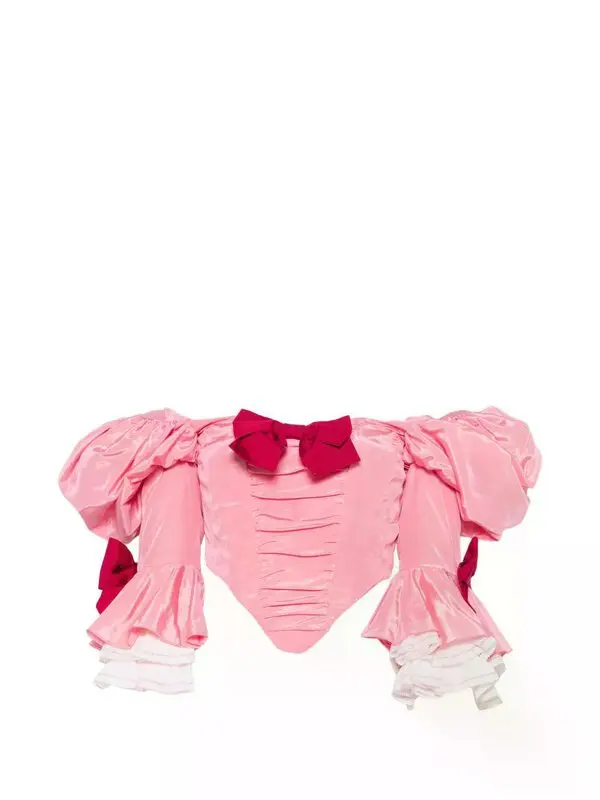 Moschino 2020 Bow-detail Ruffled Top - Pink