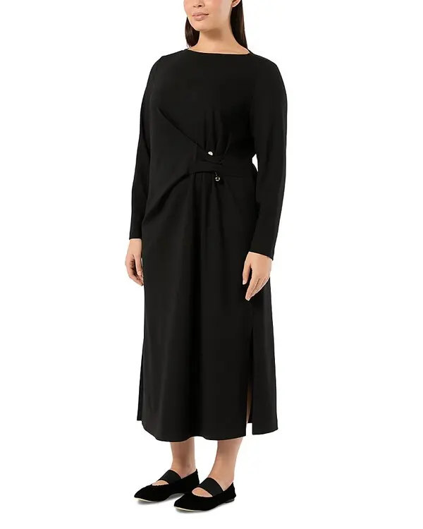 Marina Rinaldi Long Sleeve Midi Dress With Button Detail