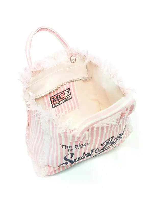 MC2 SAINT BARTH Striped Fringed Beach Bag