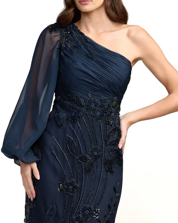 Mac Duggal Petite One Sleeve Embellished Gown