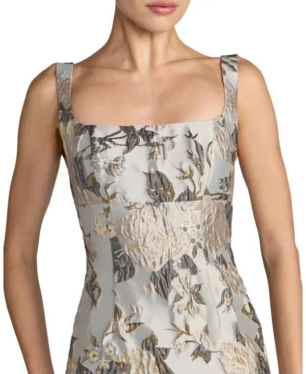 Mac Duggal Floral Brocade Midi Dress