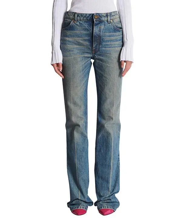 Balmain Straight-leg Faded Denim Jeans