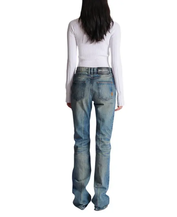 Balmain Straight-leg Faded Denim Jeans