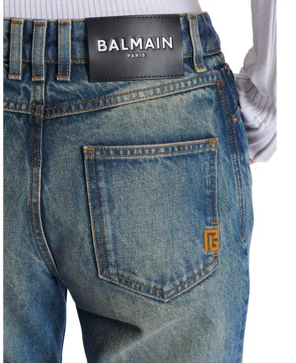 Balmain Straight-leg Faded Denim Jeans