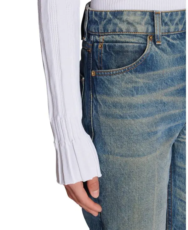 Balmain Straight-leg Faded Denim Jeans