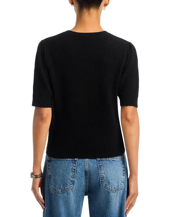 FRAME Gathered Honeycomb Cashmere Sweater - Black