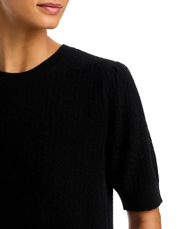 FRAME Gathered Honeycomb Cashmere Sweater - Black