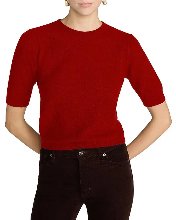 FRAME Gathered Honeycomb Cashmere Sweater - Paprika