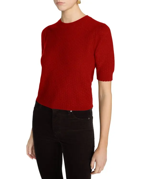 FRAME Gathered Honeycomb Cashmere Sweater - Paprika