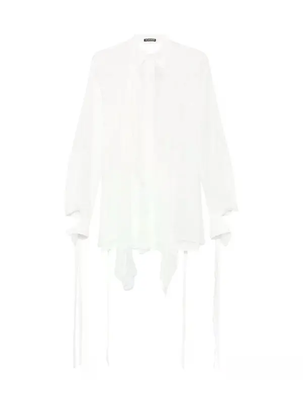 ANN DEMEULEMEESTER Lace-trim Tie-fastening Shirt - White