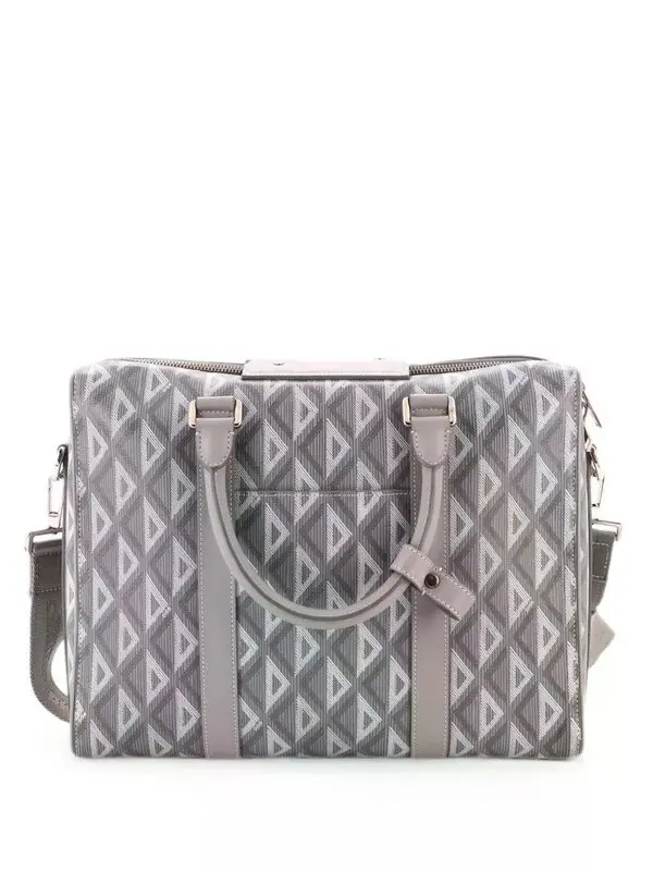 Dior Lingot Briefcase Cd Diamond Coated Canvas And Leather Business Bag - Grey