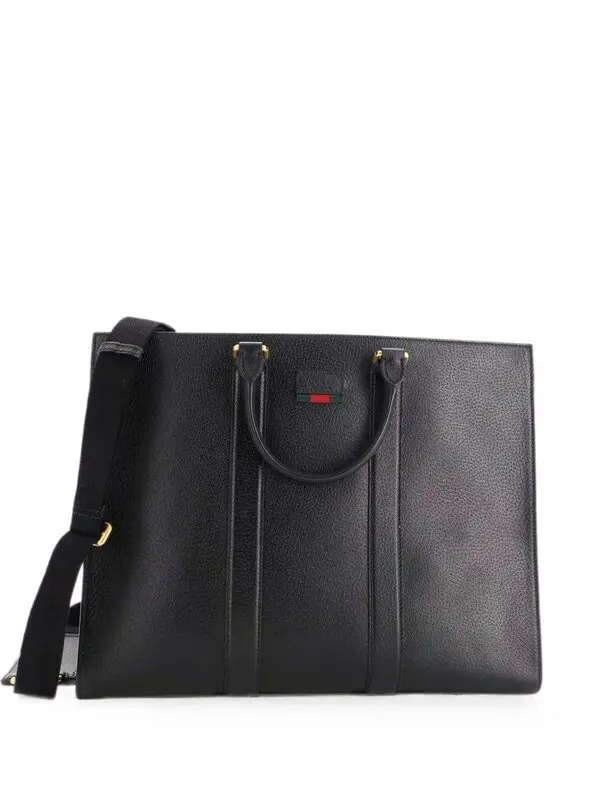 Gucci Convertible Soft Web Open Leather Tote Bag