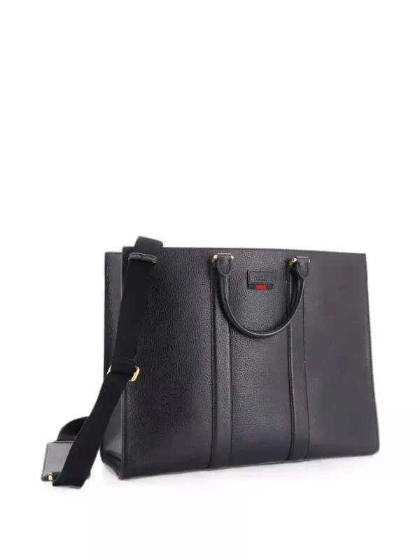 Gucci Convertible Soft Web Open Leather Tote Bag