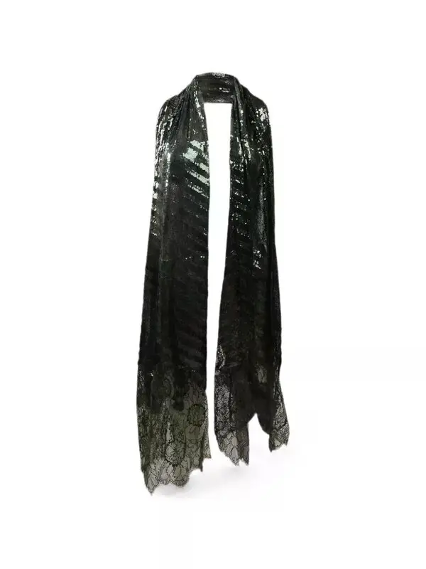 Valentino Garavani Sequin-embellished Lace-trim Scarf - Black