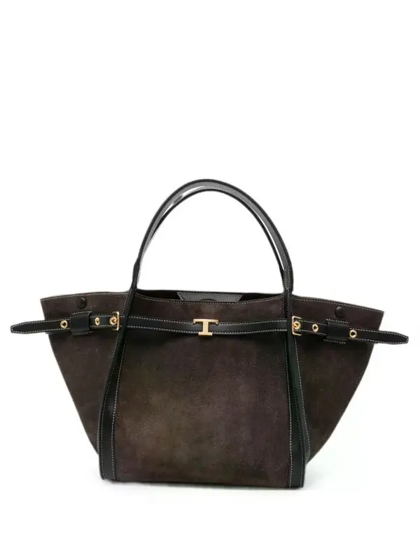 TOD'S T Timeless Suede Tote Bag - Brown