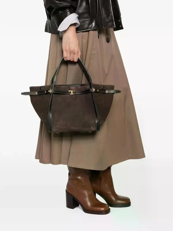 TOD'S T Timeless Suede Tote Bag - Brown
