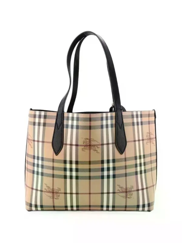 Burberry Reversible Haymarket Coated Canvas And Leather Small Satchel - Neutrals
