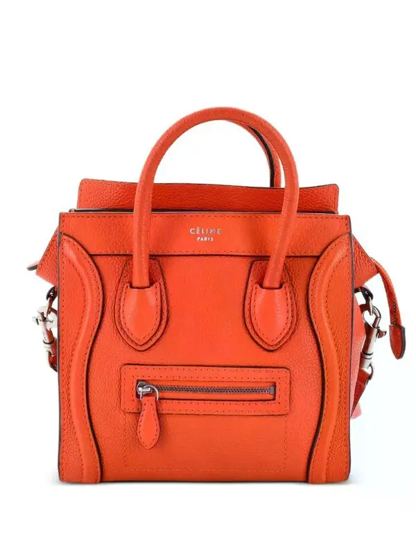 Celine Grainy Leather Nano Luggage Bag - Orange