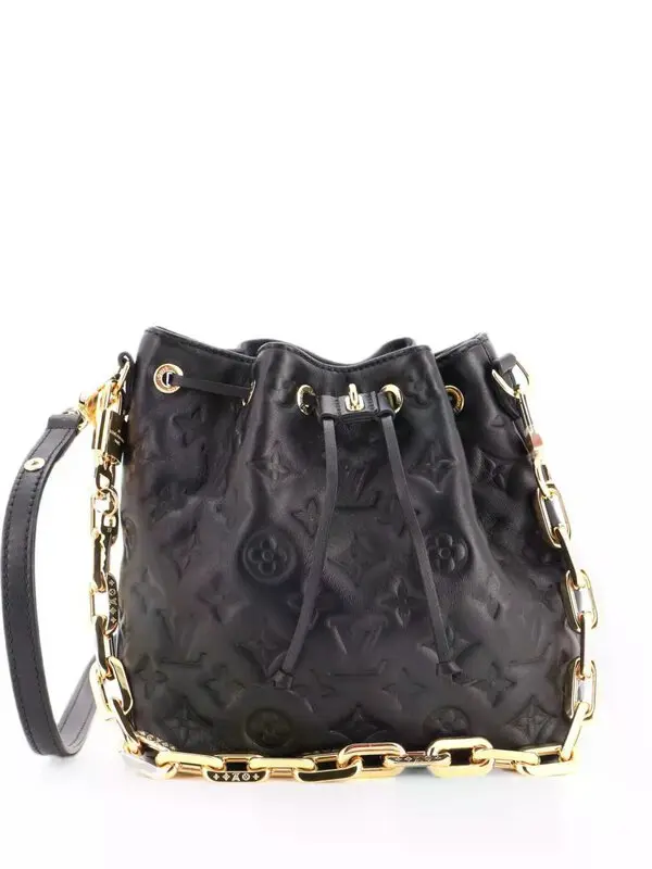 LOUIS VUITTON Coussin Monogram Embossed Lambskin Bucket Bag