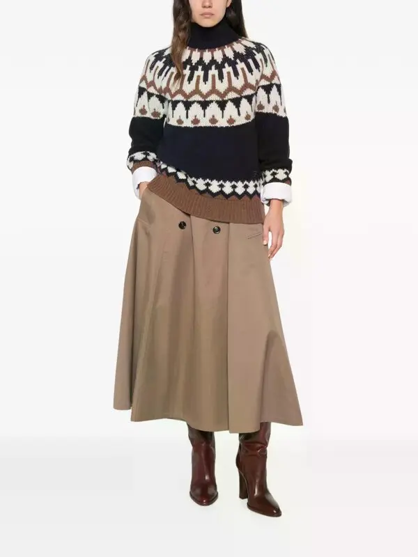 ERMANNO FIRENZE Fair Isle Intarsia High-neck Knit