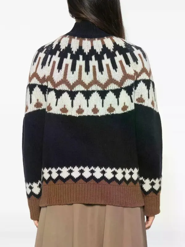 ERMANNO FIRENZE Fair Isle Intarsia High-neck Knit